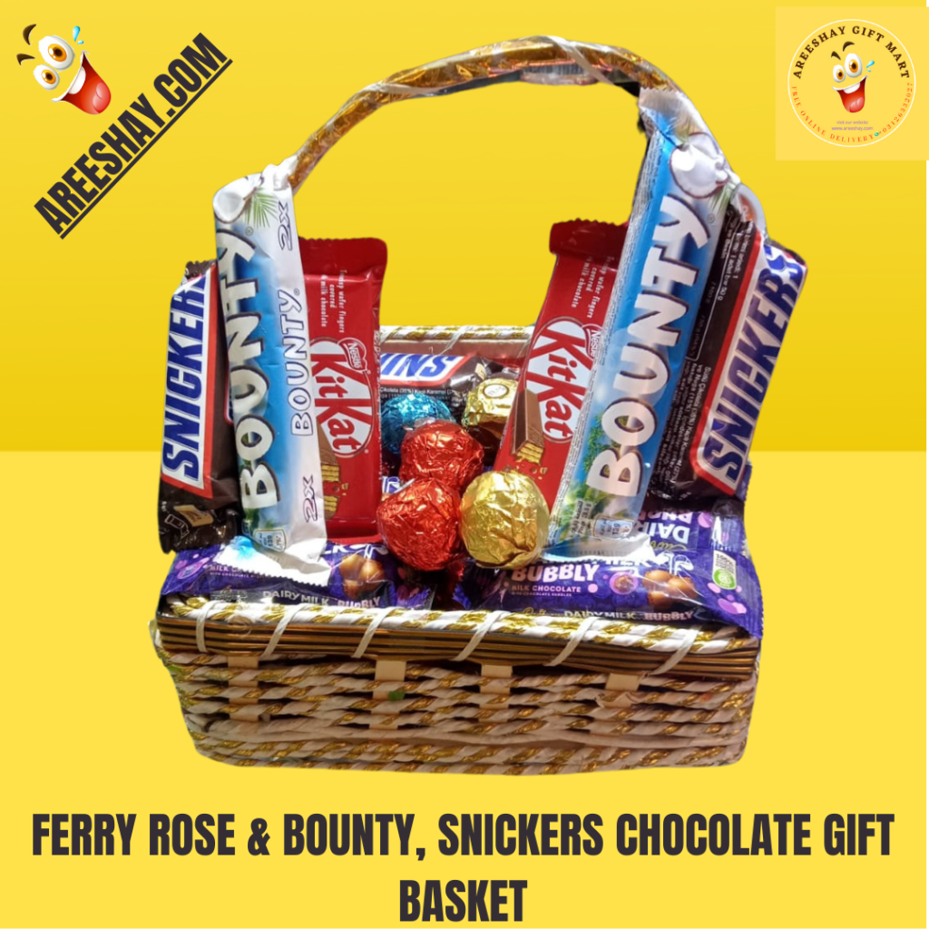 FERRY ROSE & BOUNTY, SNICKERS CHOCOLATE GIFT BASKET | Send Gifts To ...